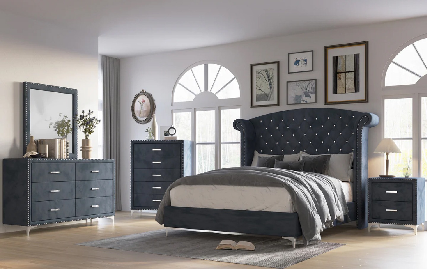 Lucinda Dresser & Mirror in Gray